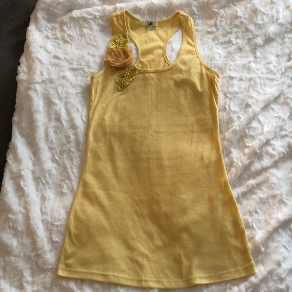 Ya Los Angeles | Tops | Embellished Yellow Ribbed Tank Top | Poshmark